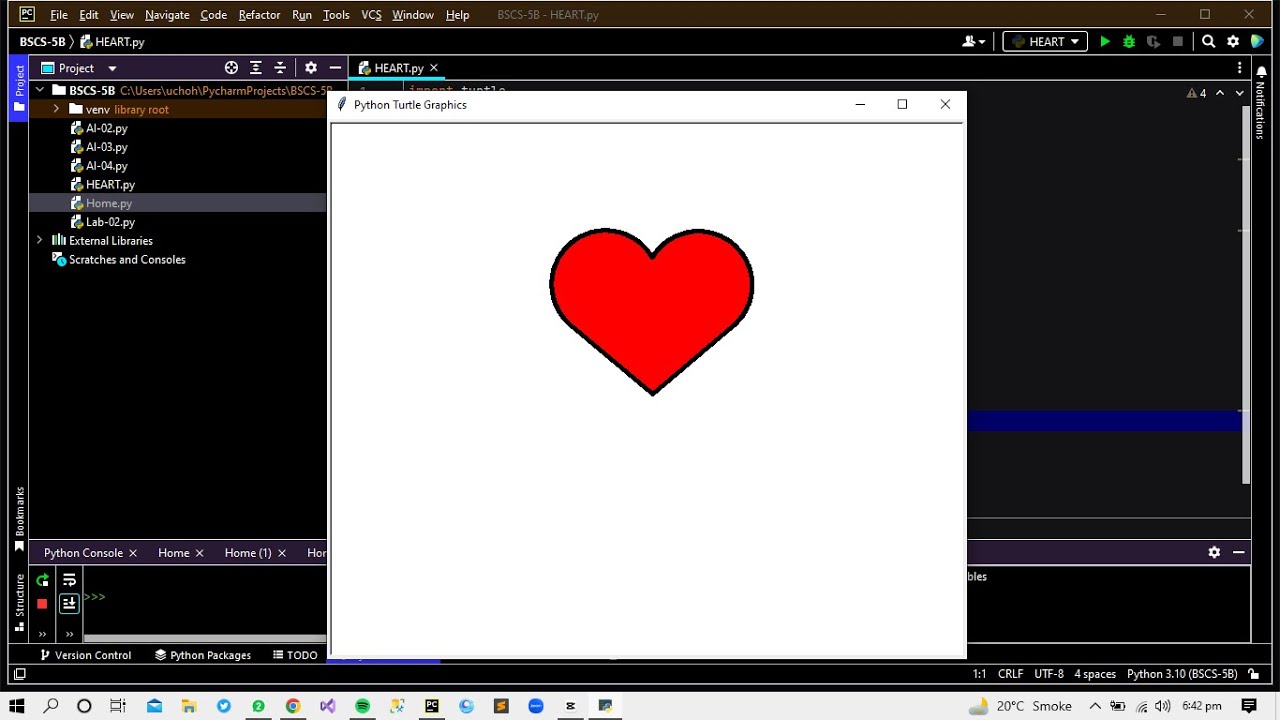 Making Heart Using Python Language Youtube