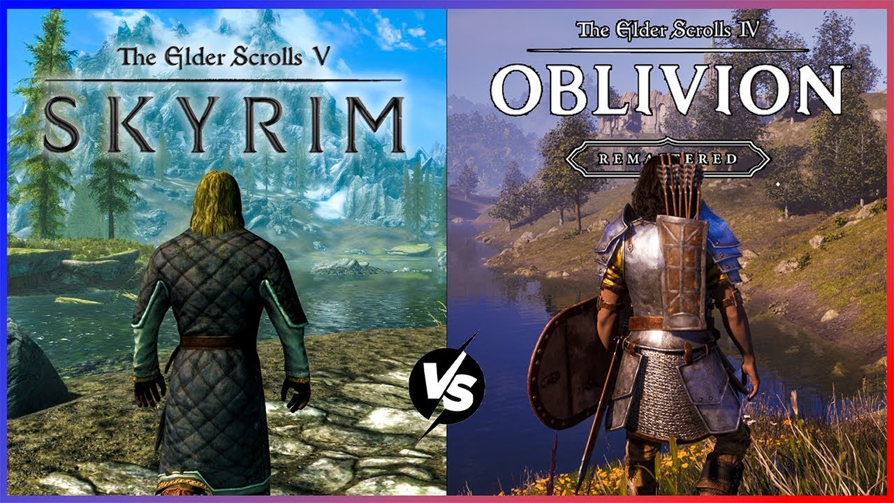 Oblivion Remastered Vs Skyrim Details And Physics Comparison Youtube
