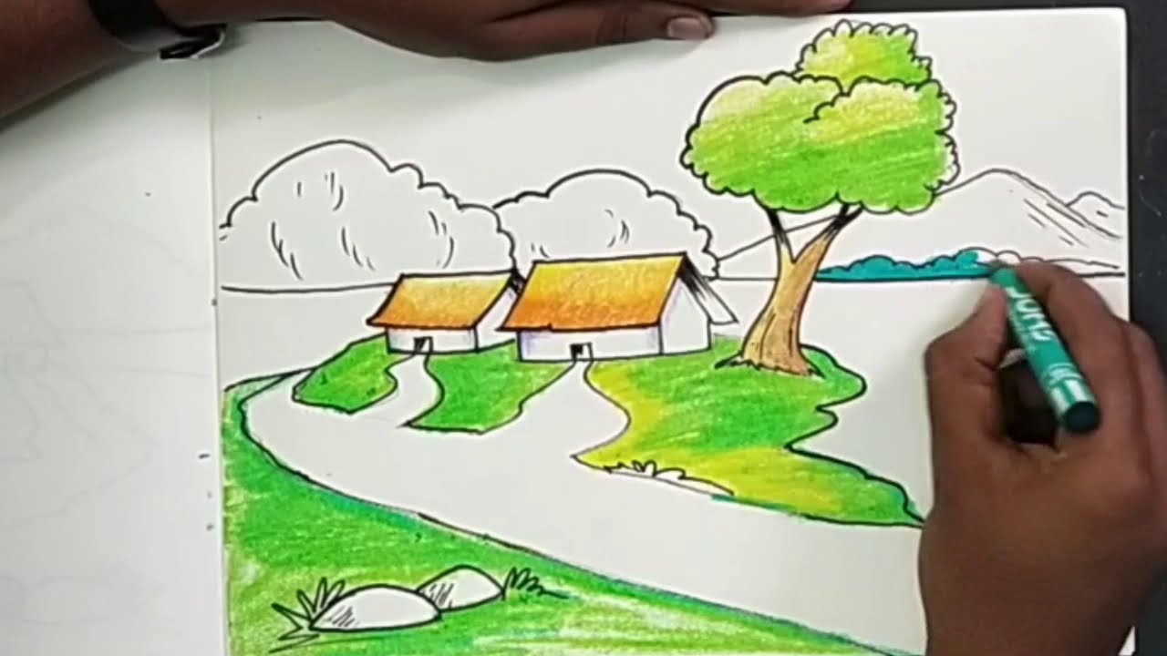 Scenery Drawing Landscape Drawing Easy Drawing Class 25 50 Off