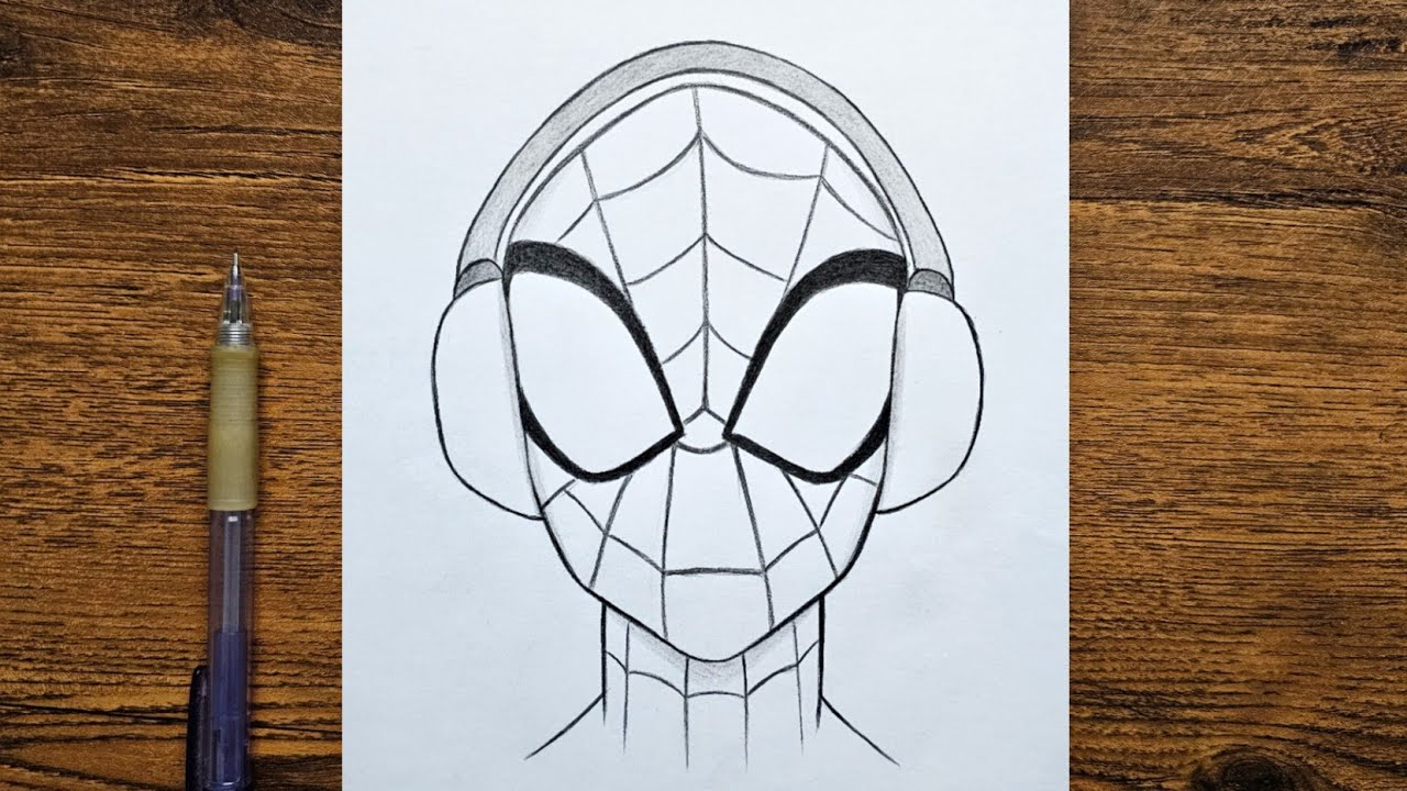 How To Draw Spider Man Step By Step Spider Man Wearing Headphones