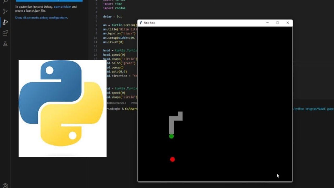 Snake Game Using Python Python Programming Youtube