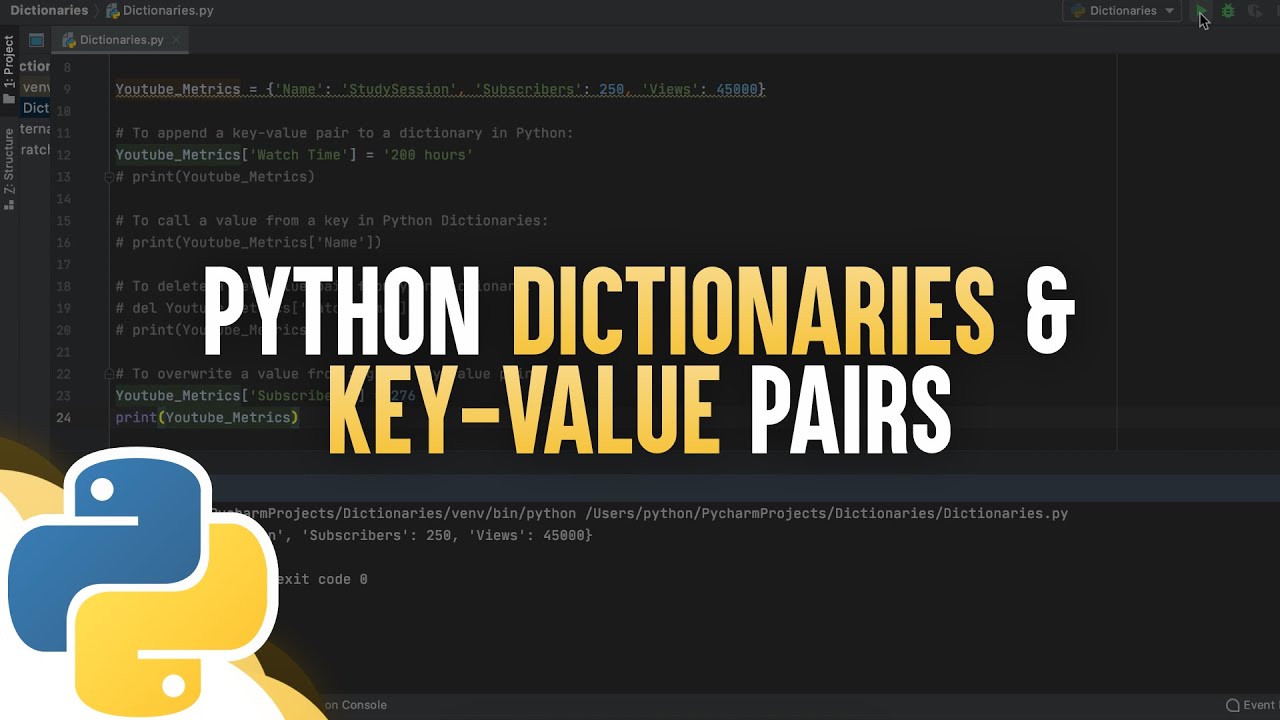 Python Dictionaries Key Value Pairs Youtube