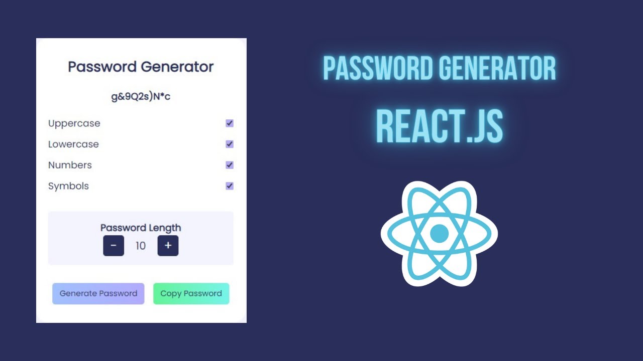 Password Generator Application Beginner React Js Project 2022 Youtube