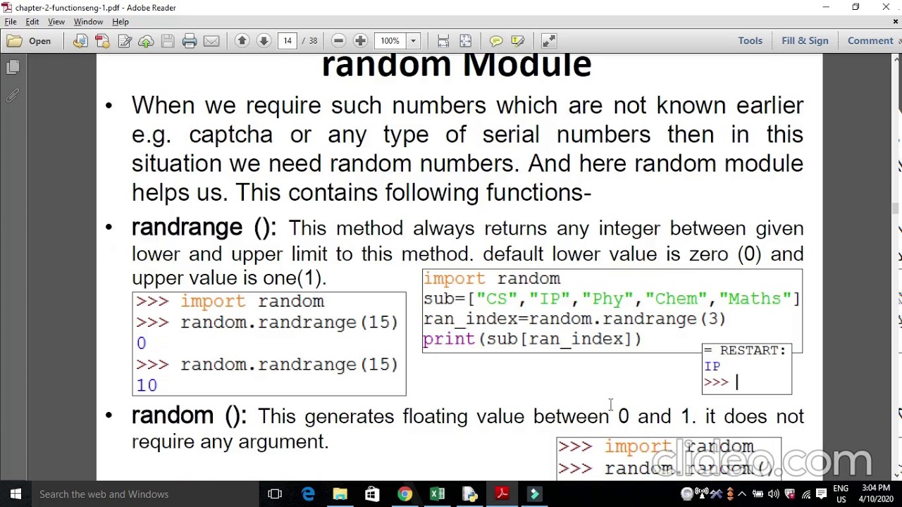 Random Module Python Functions Youtube
