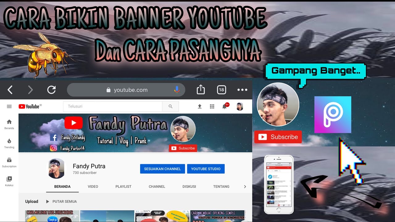 Cara Membuat Banner Youtube Simple Keren Dihp Youtube