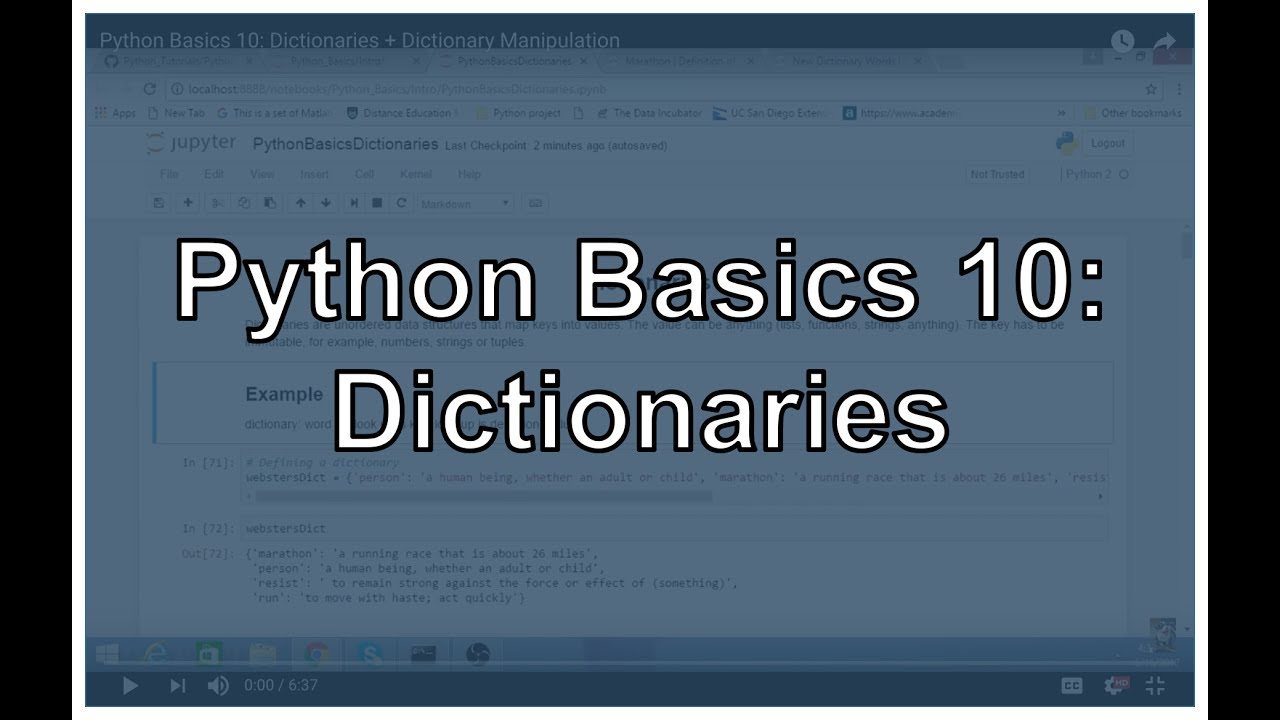 Python Dictionaries And Dictionary Manipulation Youtube