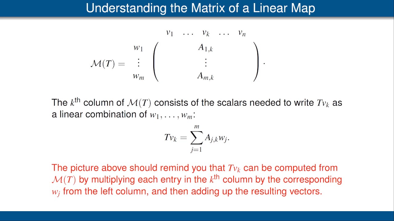 The Matrix Of A Linear Map Youtube