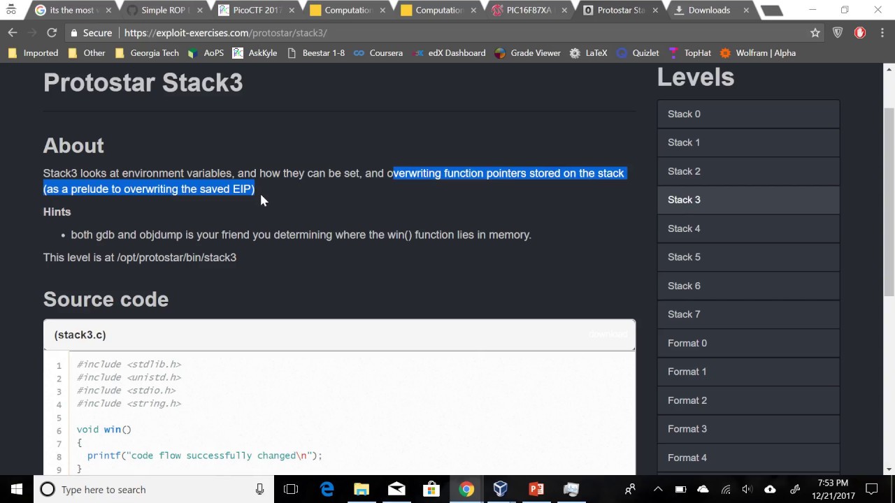 Exploit Exercises Protostar Stack3 Exploit Youtube