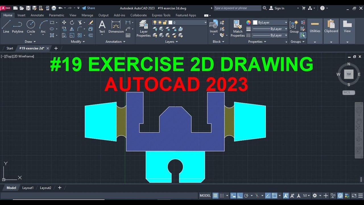 Autocad 2d Exercise 19 Youtube