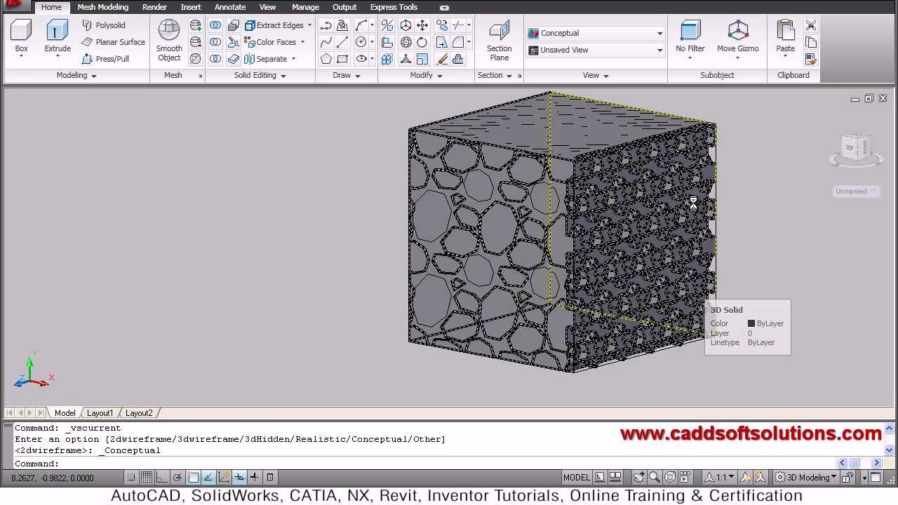 Autocad 3d Hatch Tutorial Part 2 Youtube