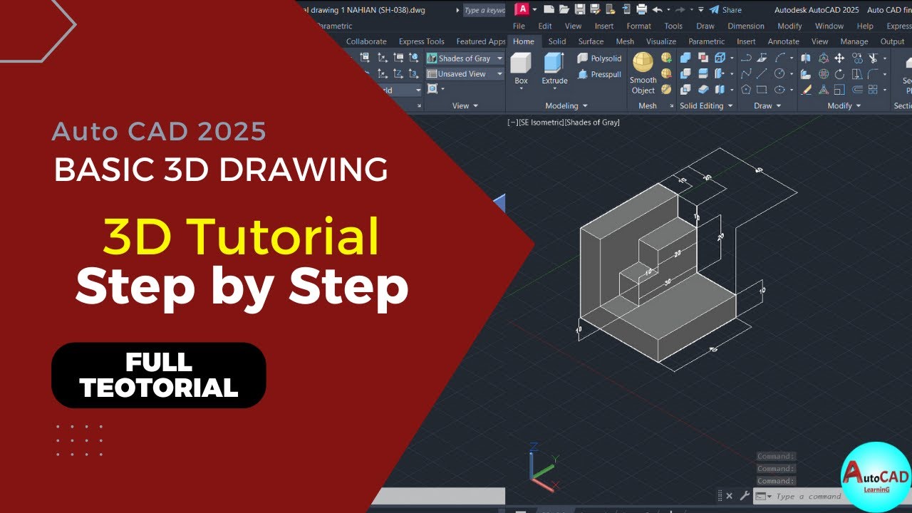 Autocad 3d Basics Step By Step Tutorial For Beginners Youtube