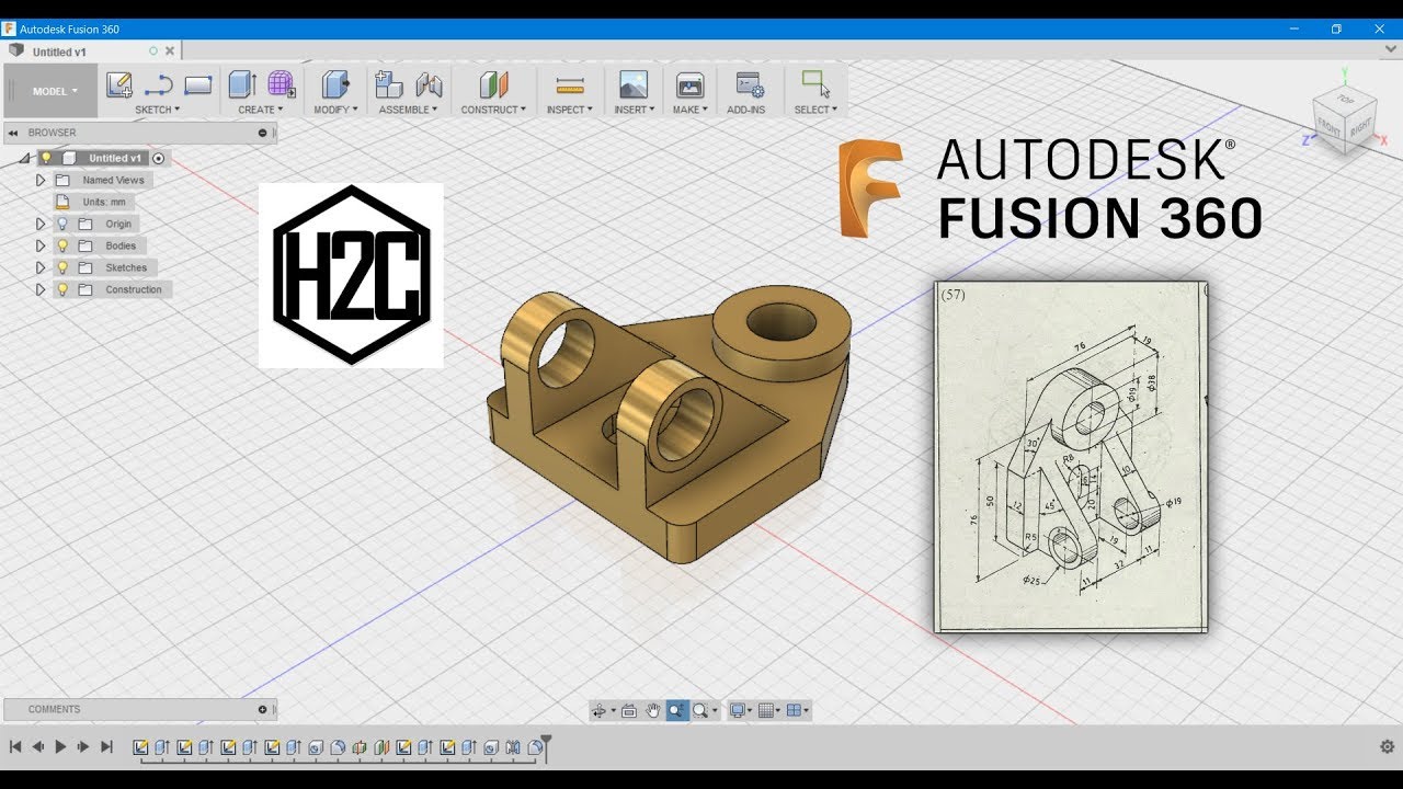 Basic Modelling Tutorial Autodesk Fusion 360 Youtube