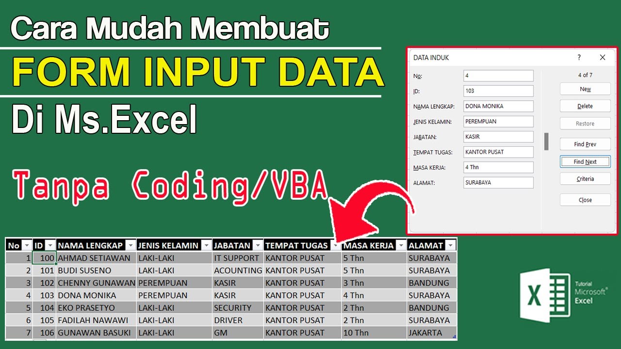Membuat Form Untuk Input Data Dengan Cepat Di Microsoft Excel Tanpa Vba ... Membuat Form Untuk Input Data Dengan Cepat Di Microsoft Excel Tanpa Vba ...