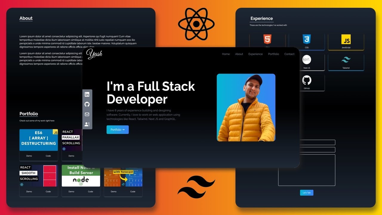 React Js Portfolio Website Using Tailwind Css Build Deploy Youtube