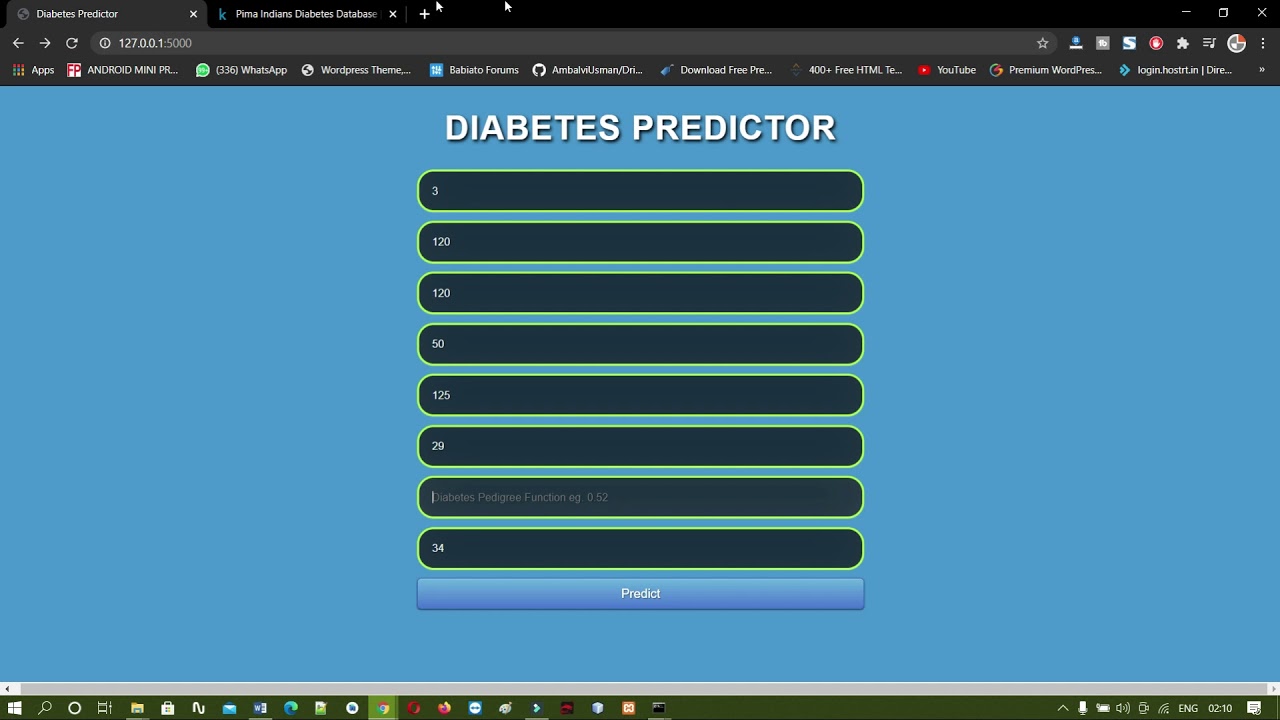 Diabetes Prediction Using Machine Learning Project Code Web App Flask