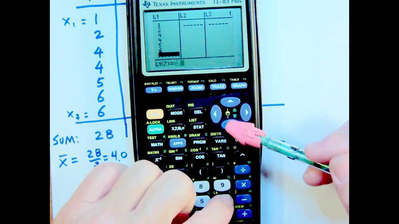 Computing Sample Standard Deviation Using Ti 83 Plus Youtube