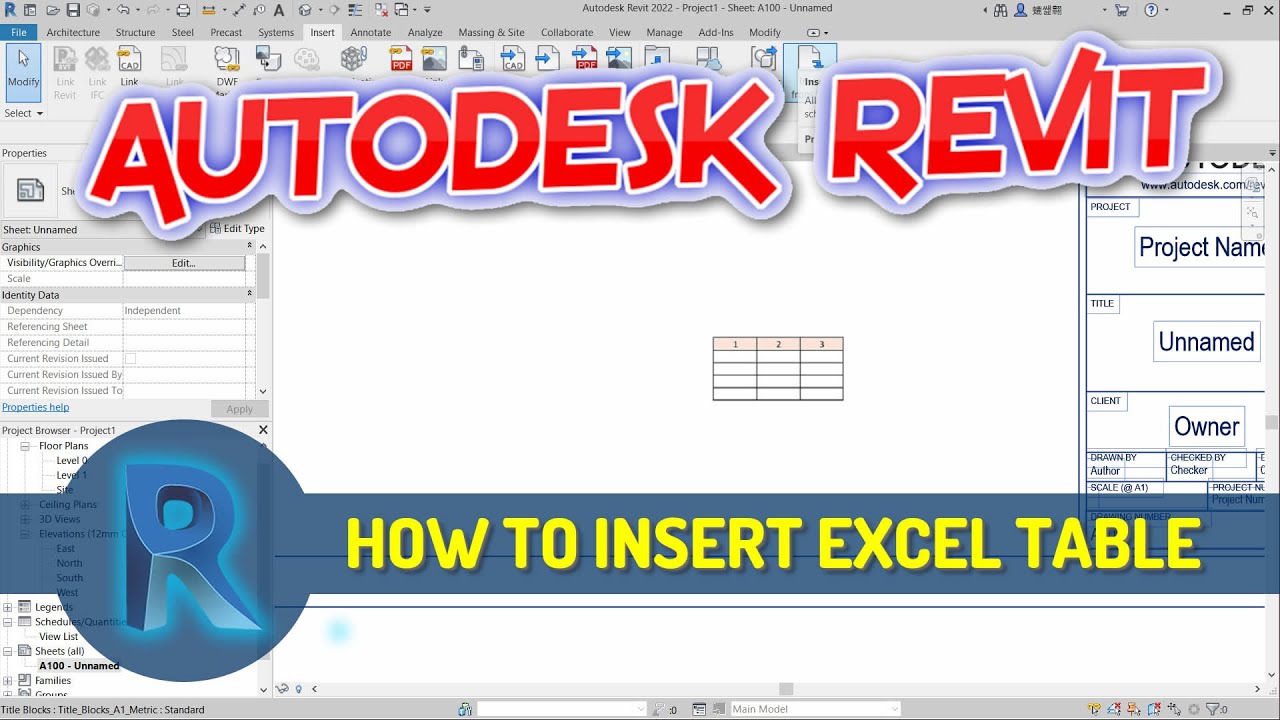 Revit How To Insert Excel Table Tutorial Youtube
