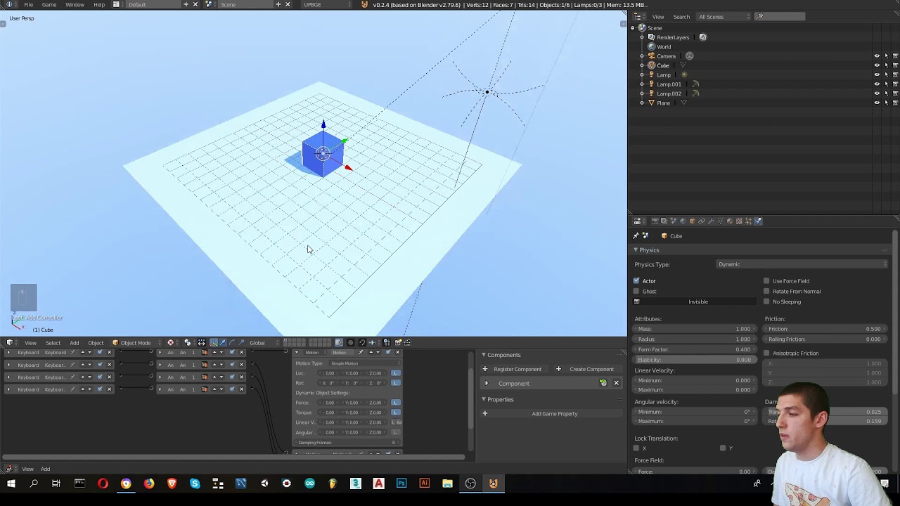 How To Make Movement In Upbge 2019 Logic Bricks Youtube