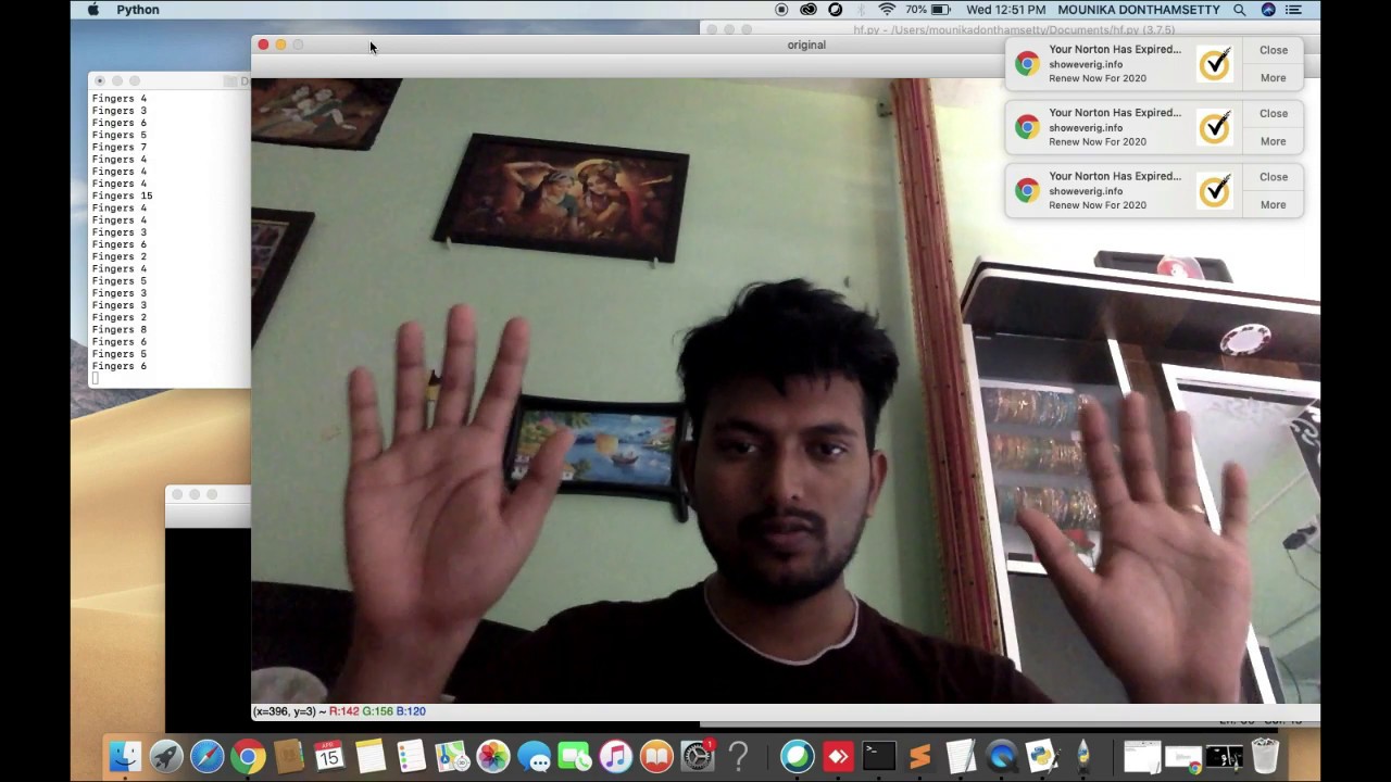 Hand Tracking Using Opencv Python Youtube