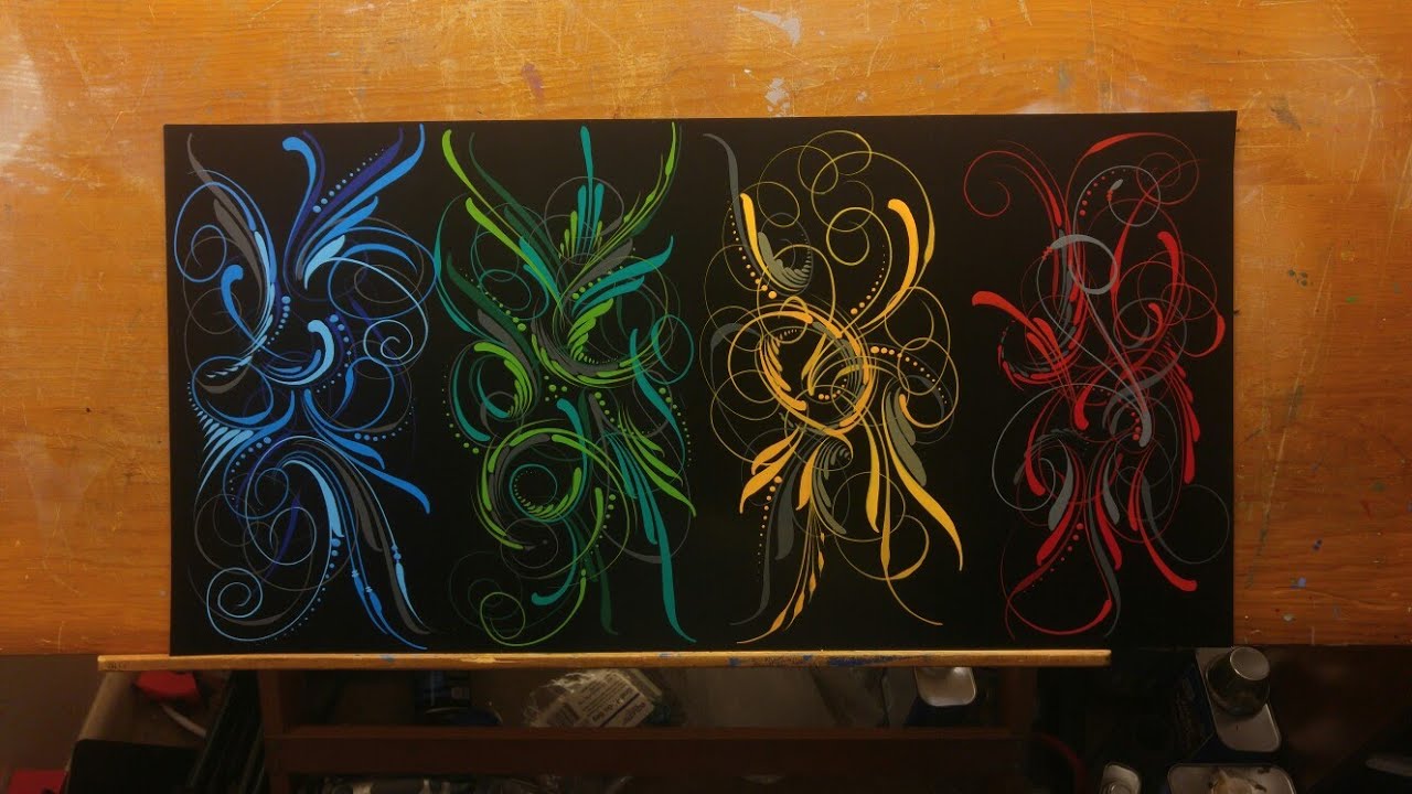 Four Color Scroll Pinstriping 1 Panel Youtube