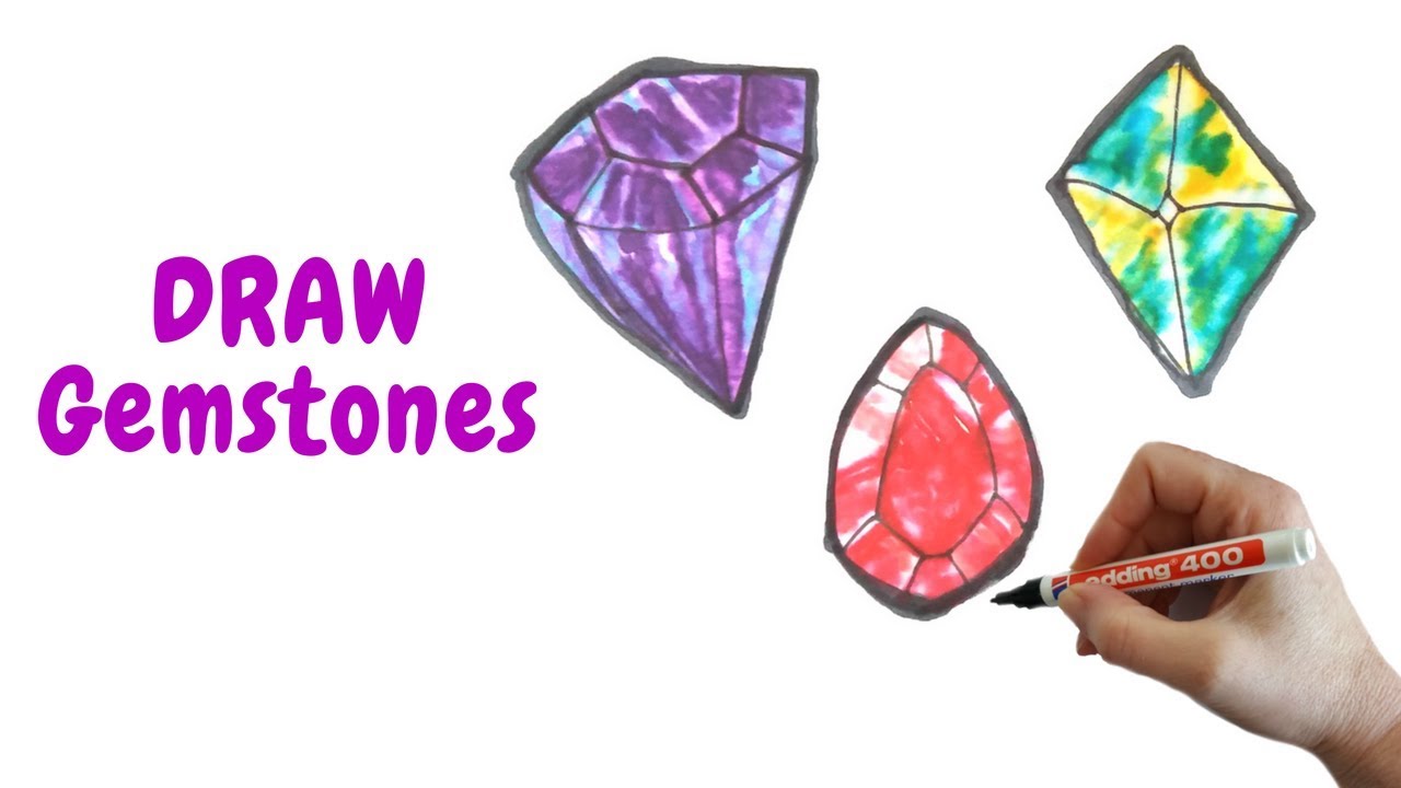 How To Draw Gemstones Easy Youtube