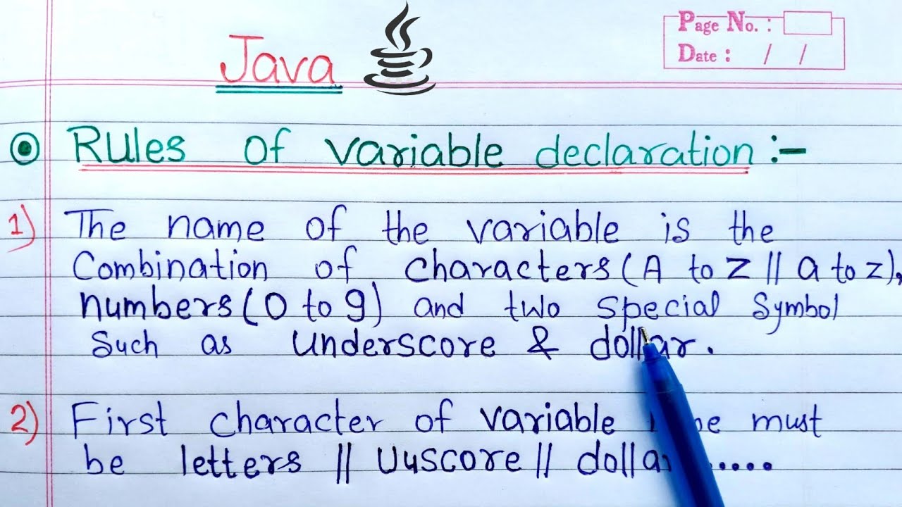Rules Of Variable Declaration In Java Learn Coding Youtube