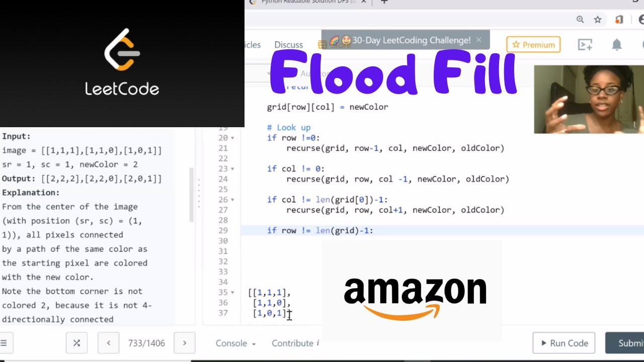 Flood Fill Tutorial Leetcode Python Depth First Search Python