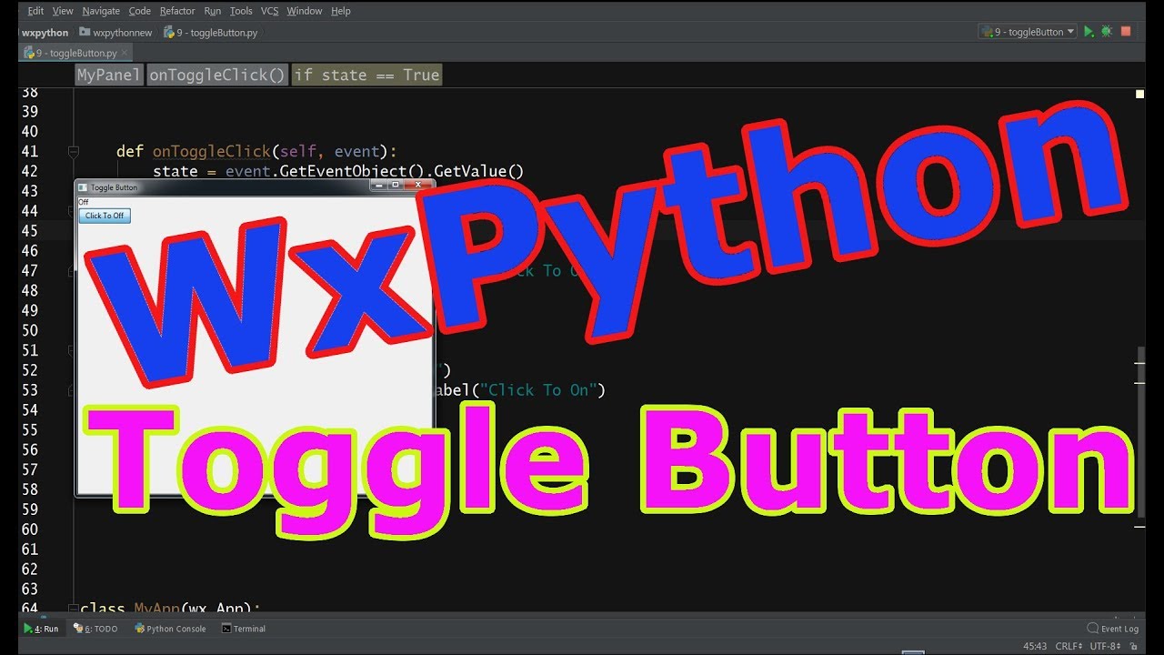 Wxpython Gui Programming Toggle Button 7 Youtube