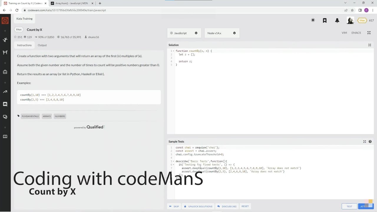 Codewars 8 Kyu Count By X Javascript Youtube