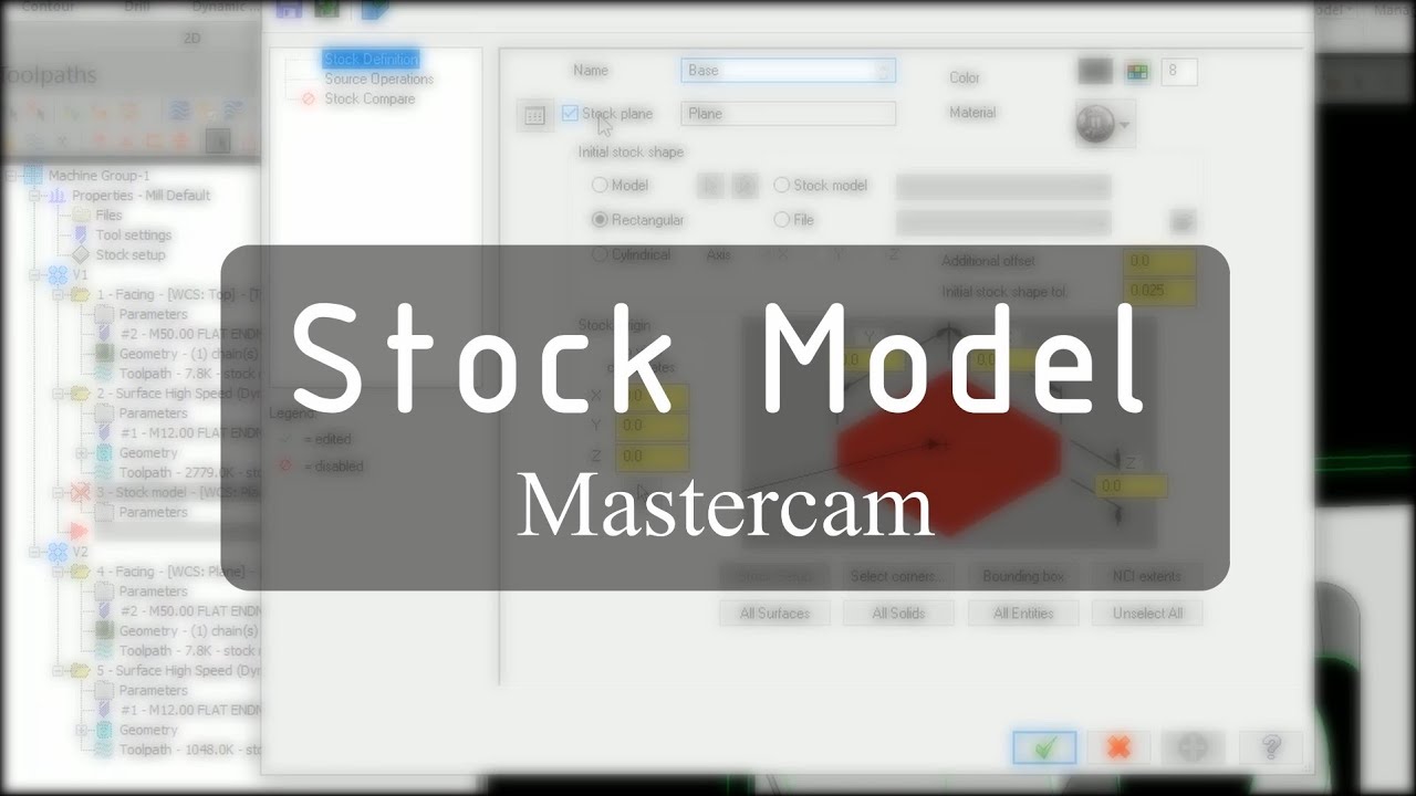Stock Model Toolpath Mastercam Stock Model Youtube