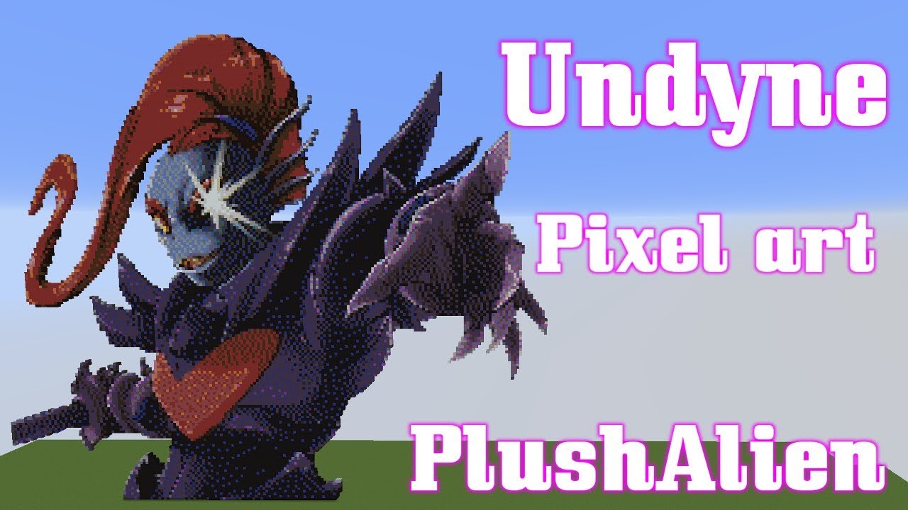 Minecraft Pixel Art Speedbuild Undyne Youtube