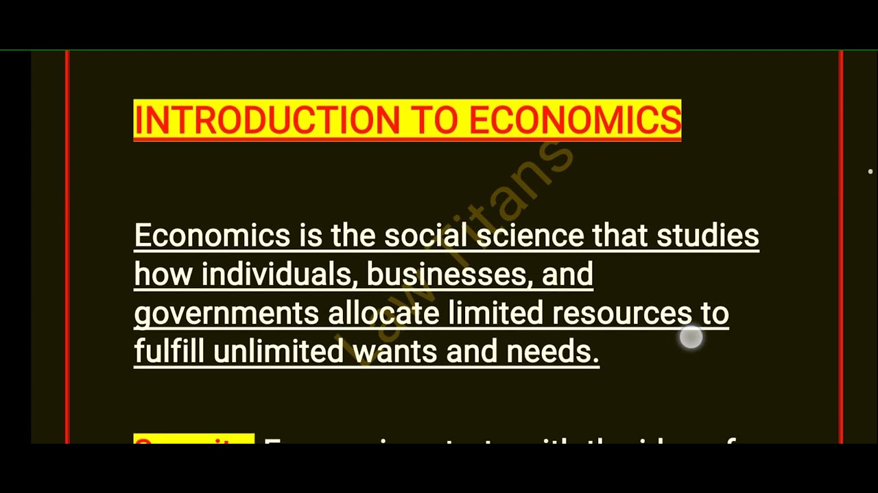 ёясйintroduction To Economics Easy Economics Notes ёяуъ Lawtitans Youtube