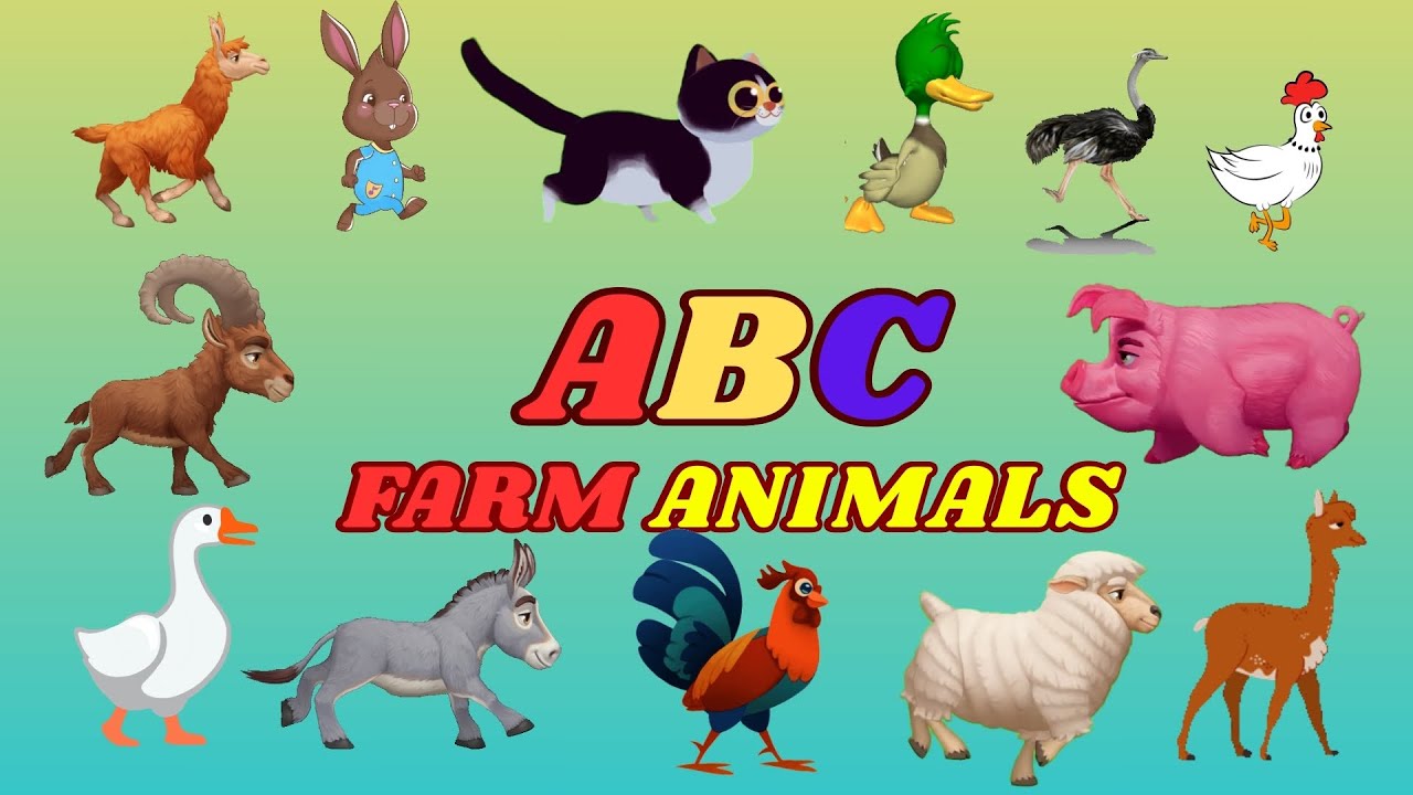 Abc Farm Animals And Sounds Learn Animal Names Abc Song Kids