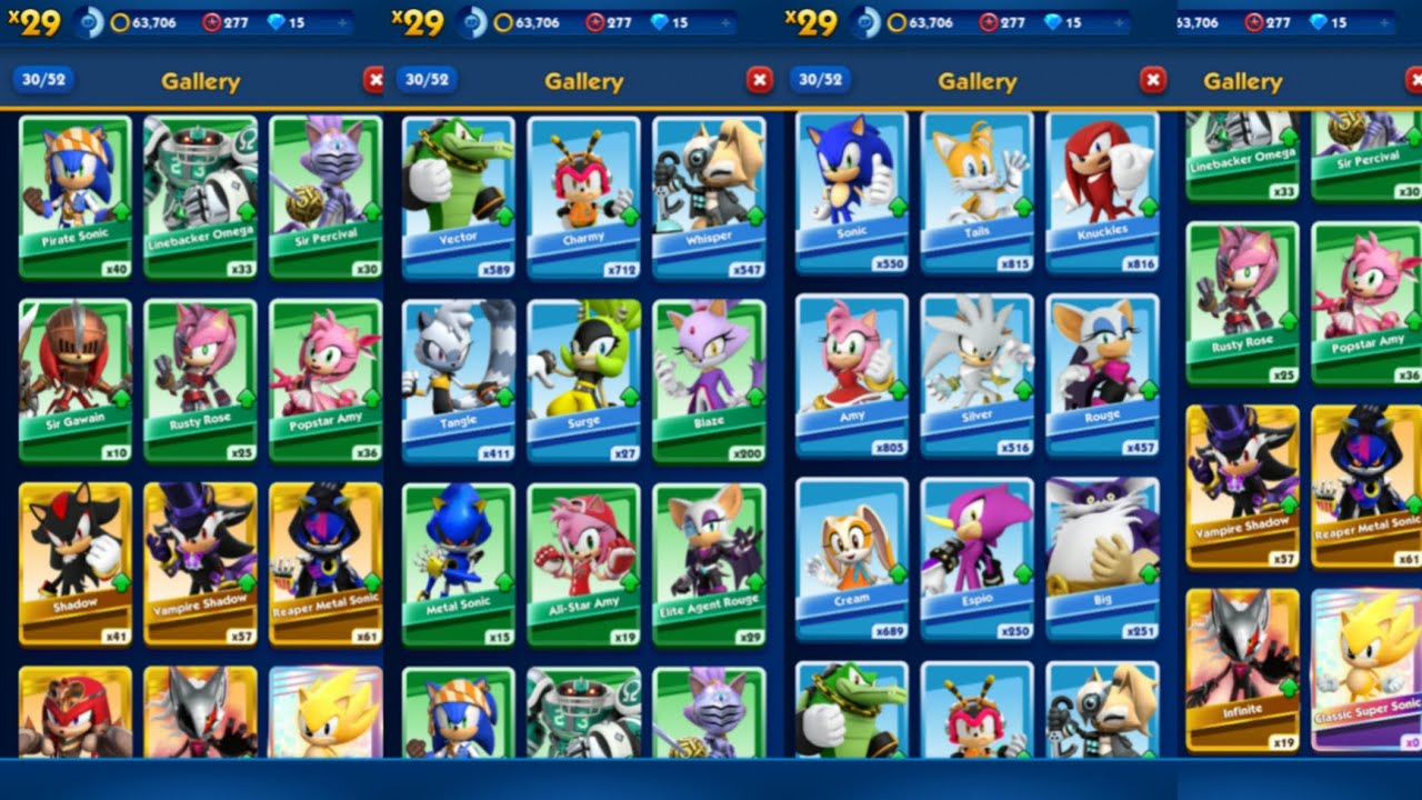 Sonic Dash All Characters Youtube