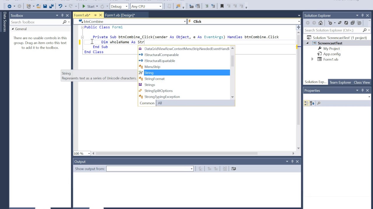 Visual Basic String Variables Youtube