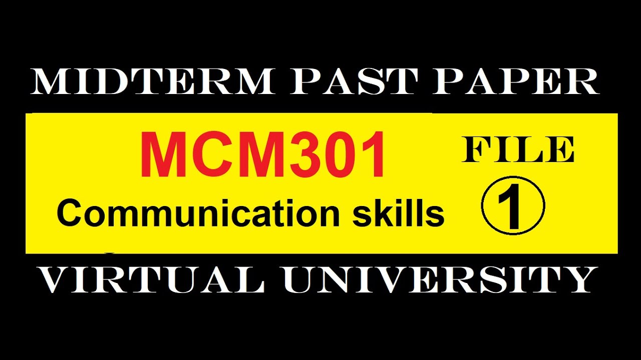 Mcm301 Midterm File 1 Past Paper Virtual University Youtube