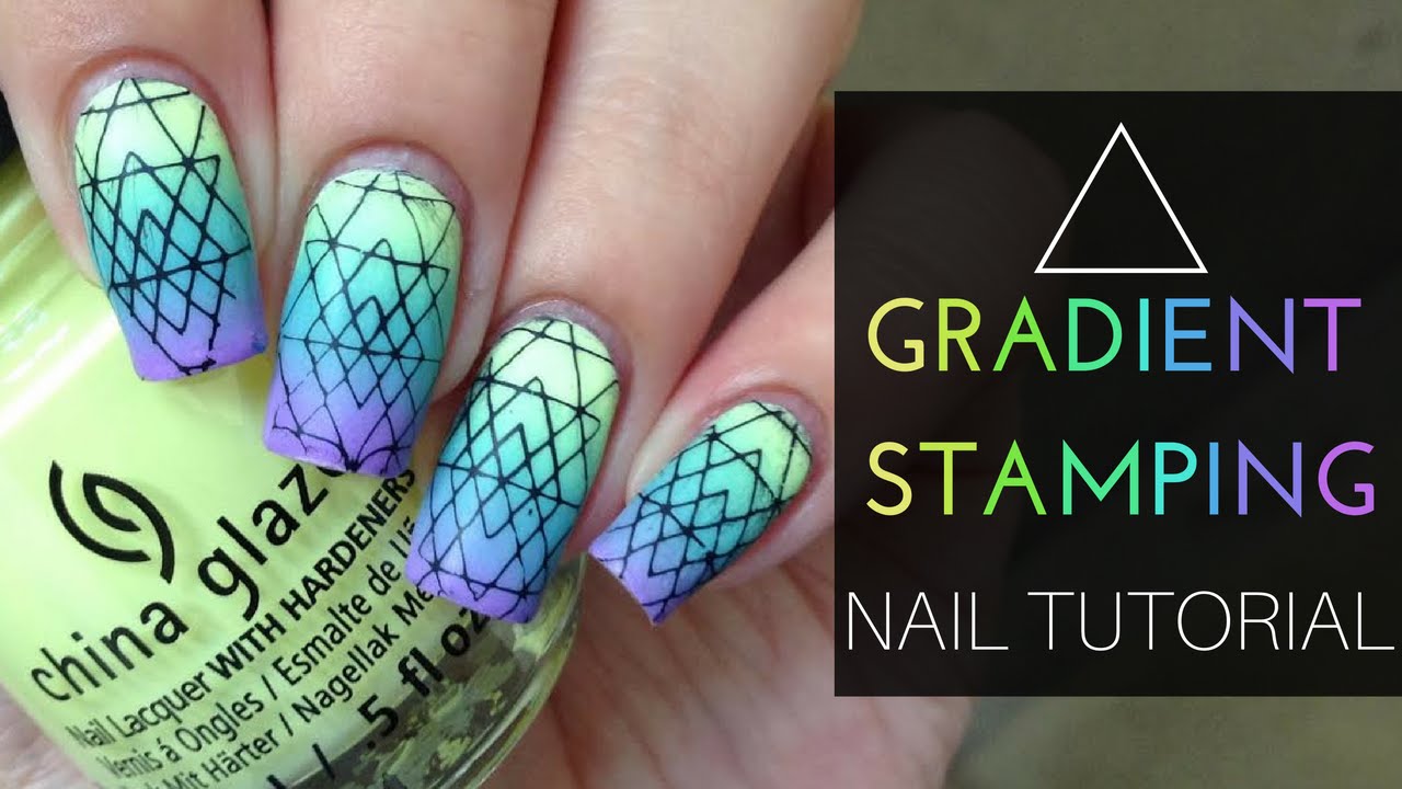 Neon Gradient Stamping Nail Tutorial Youtube