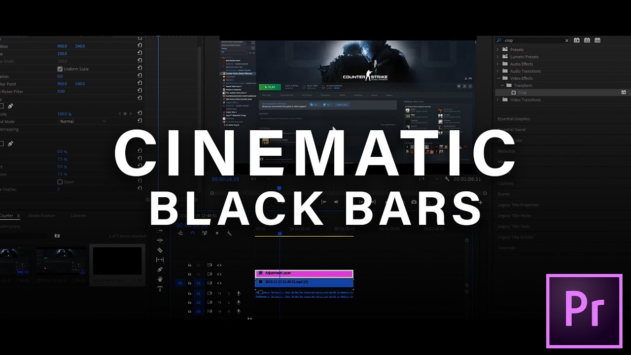 How To Add Cinematic Black Bars To Videos In Premiere Pro Youtube