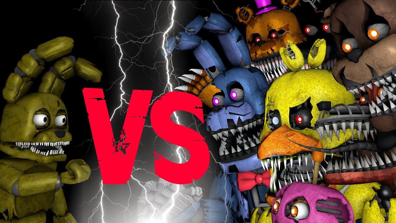 Sfm Fnaf Plushtrap Vs Nightmare Freddy Bonnie Chica Foxy Fredbear