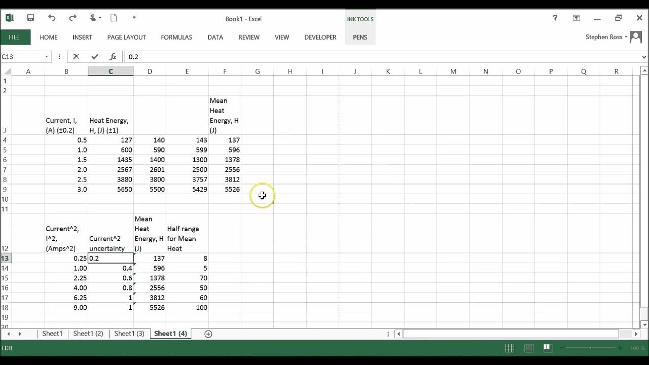 Graphing Uncertainties And Error Bars In Excel Youtube