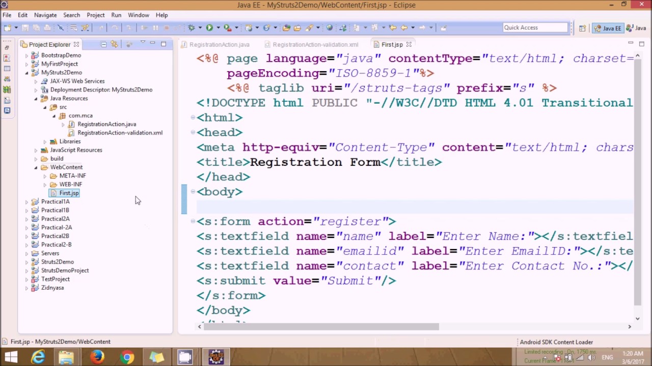 Validating Form Using Struts2 Framework Youtube