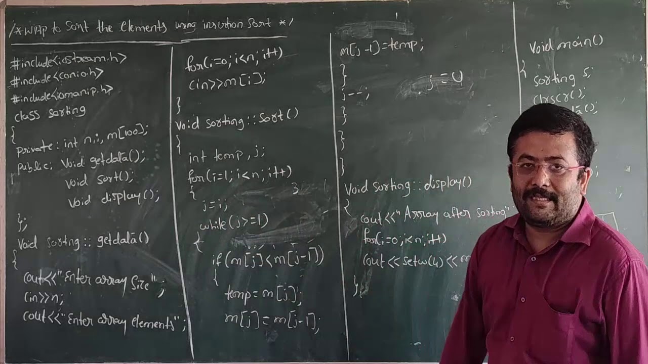 Insertion Sort Program Youtube