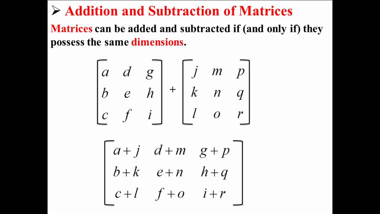 Matrix Addition And Subtraction Worksheets