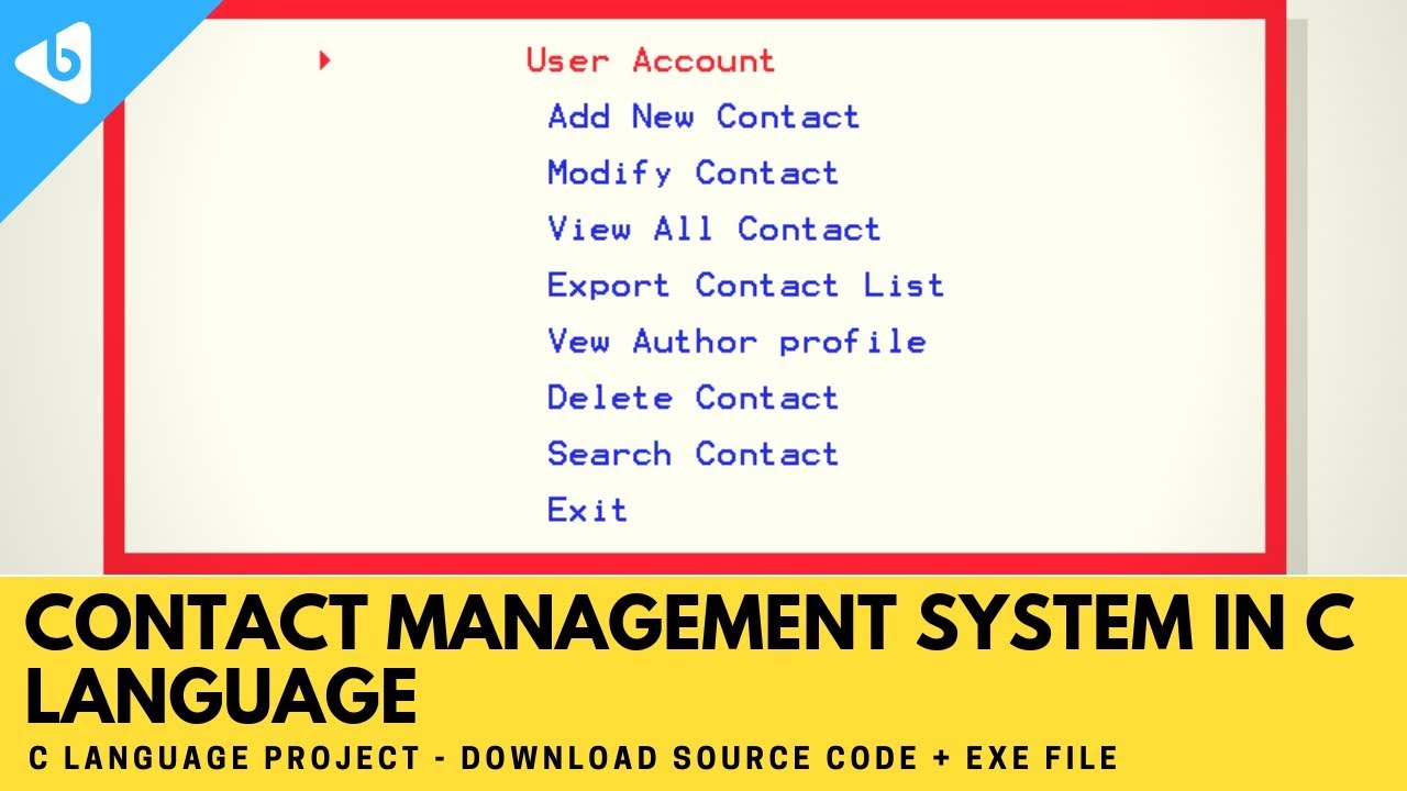 Contact Management System In C Language C Language Project With