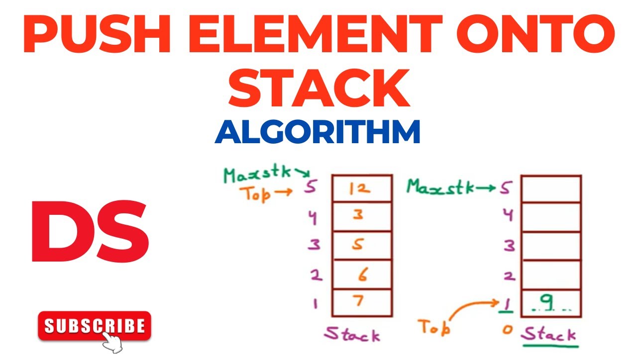 Algorithm To Push Element Onto Stack Data Structure Youtube