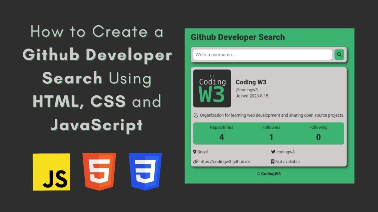 Github Developer Researcher Html Css Javascript Youtube