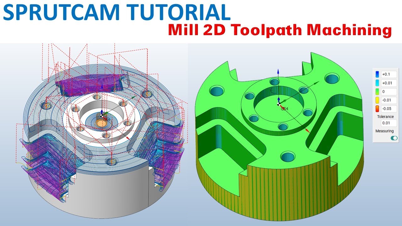 Sprutcam Tutorial 199 Milling 2d Adaptive Toolpath Youtube