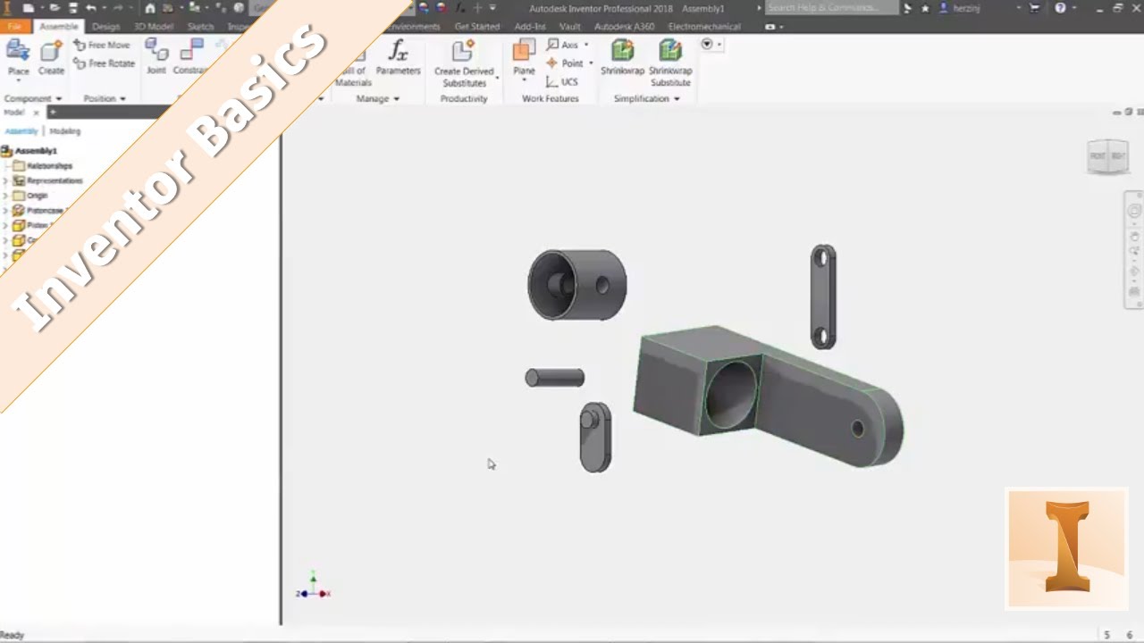 Inventor 101 Placing And Orienting Parts In An Assembly Youtube