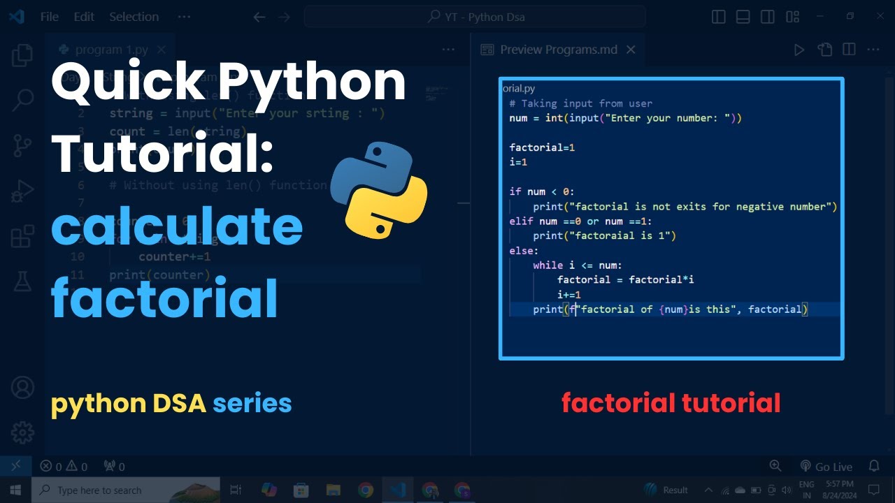 Calculate Factorials In Python In Under 3 Minutes Youtube