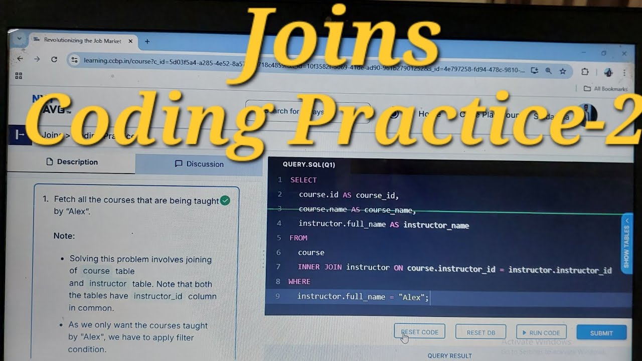Joins Coding Practice 2 Nxtwave Sql Ccbp Youtube